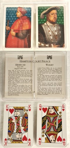HAMPTON COURT PALACE Twin Pack Deck PLAYING CARDS & CASE 🃏 Henry VIII ...
