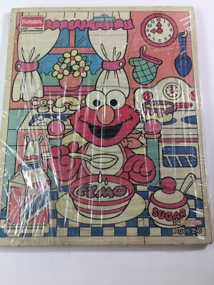 Vintage Elmo Cooking Wooden Playskool Puzzle | eBay