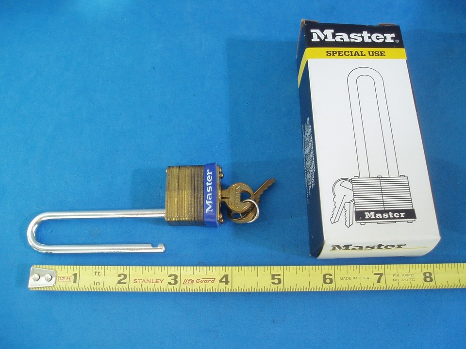 MASTER PADLOCK LONG SHACKLE #8 MADE IN USA BRASS BODY #P812 KEY | eBay