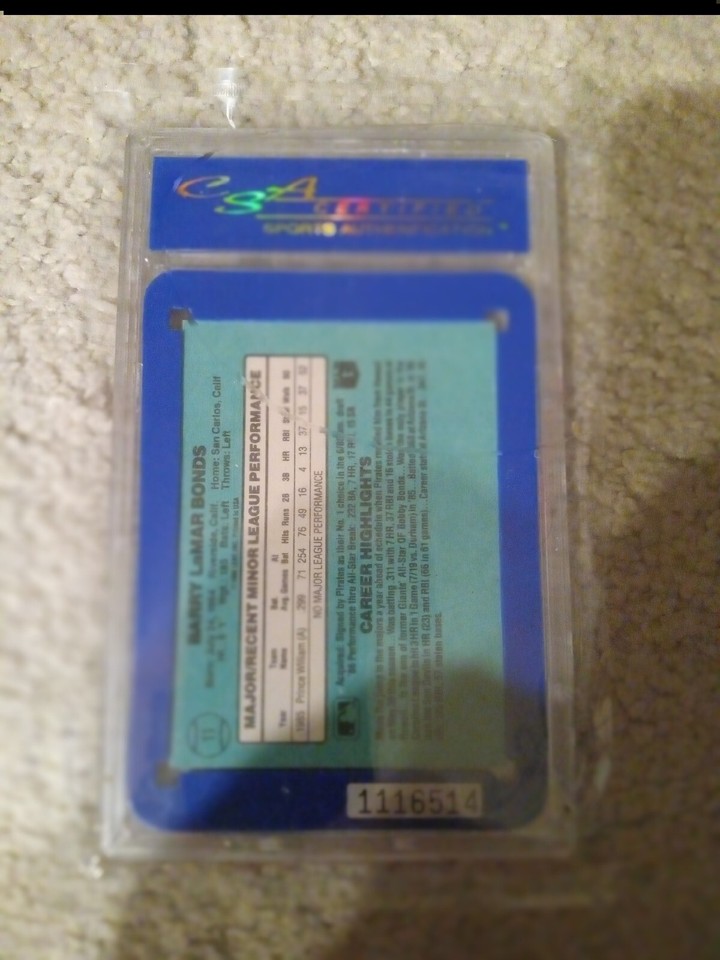 Barry Bonds 1986 Donruss #11 RC Graded CSA 10 Pirates Baseball Card ...
