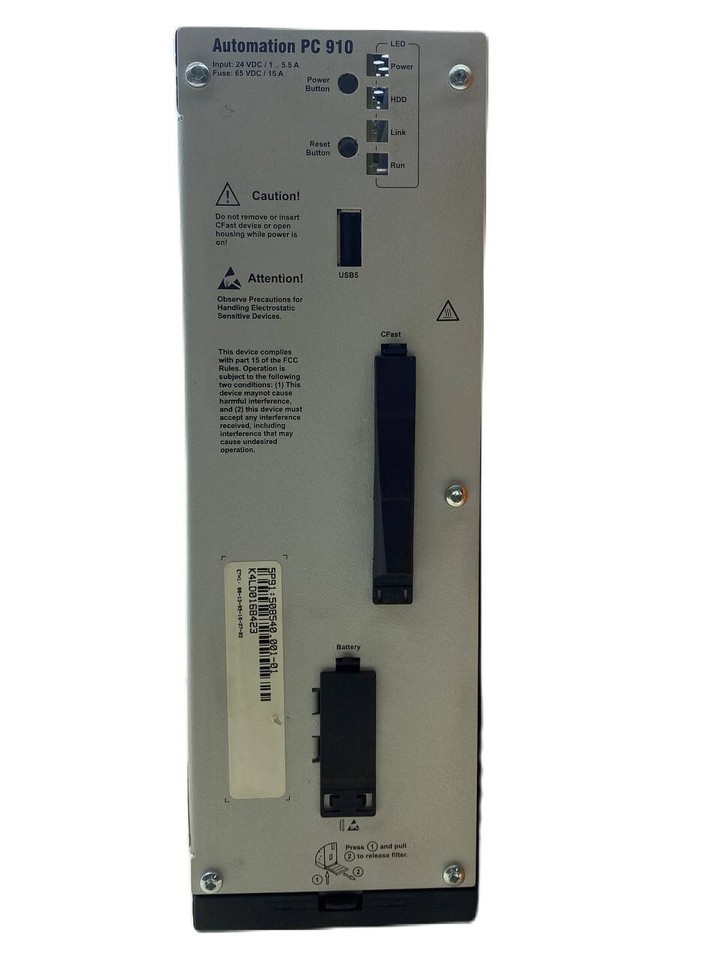 B & R INDUSTRIAL AUTOMATION PC 910 CPU 5P91:508540.001-01/5PC910.SX01 ...