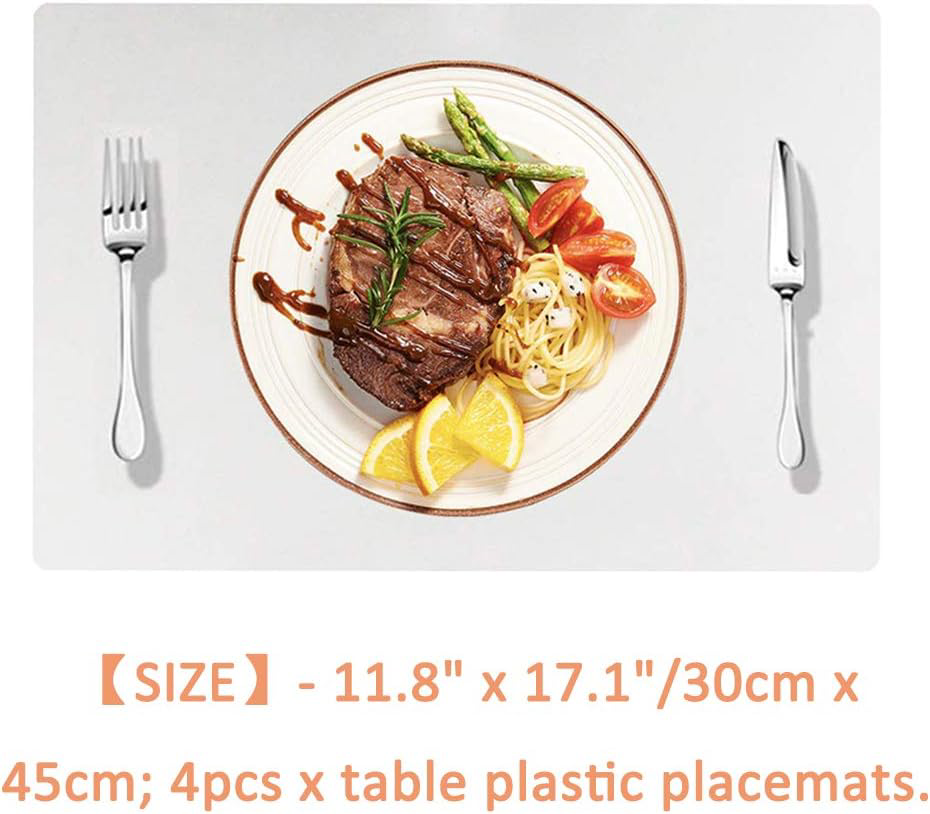 Wetop Translucent Plastic Placemats Set of 4 for Dining Table, Keeps ...