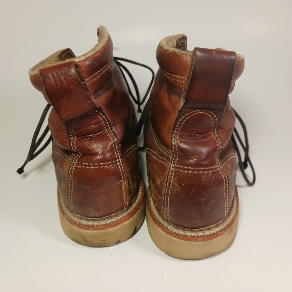 VTG THOROGOOD AMERICAN HERITAGE MOC-TOE WEDGE WORK BOOTS 7.5 D 814-4200 ...