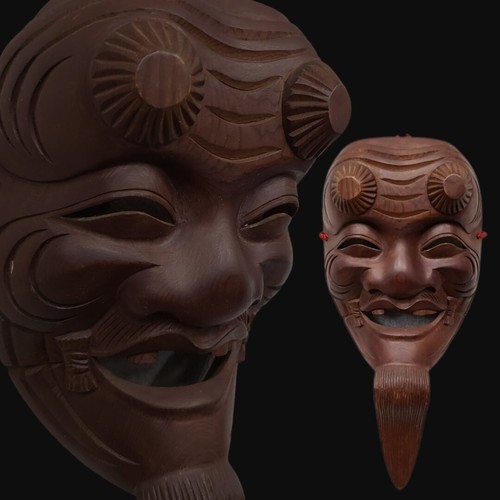 Noh Mask OKINA OldMan Kagura Kyogen Wood Carving Japanese Traditional ...