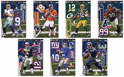 NFL Assorted Teams Players Wincraft 11" X 17" 4 Multi-Use Peel-Off ...