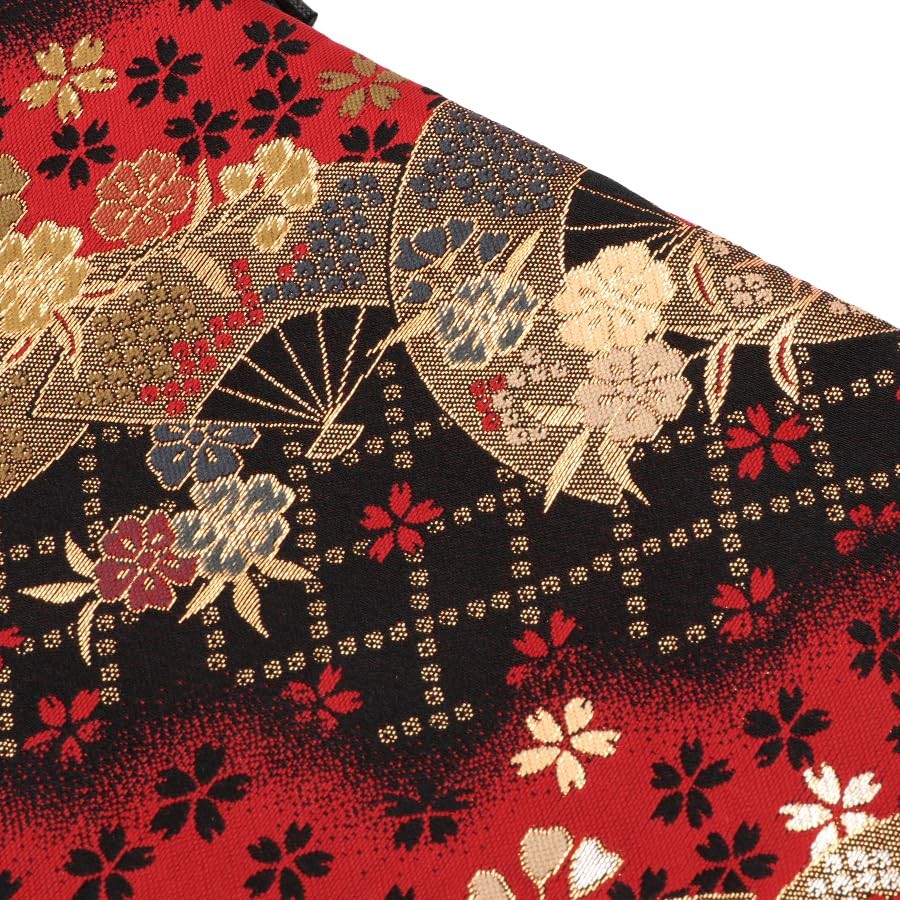 Japanese Crossbody Pouch Nishijin-ori Brocade Red Fan Pattern Made in ...