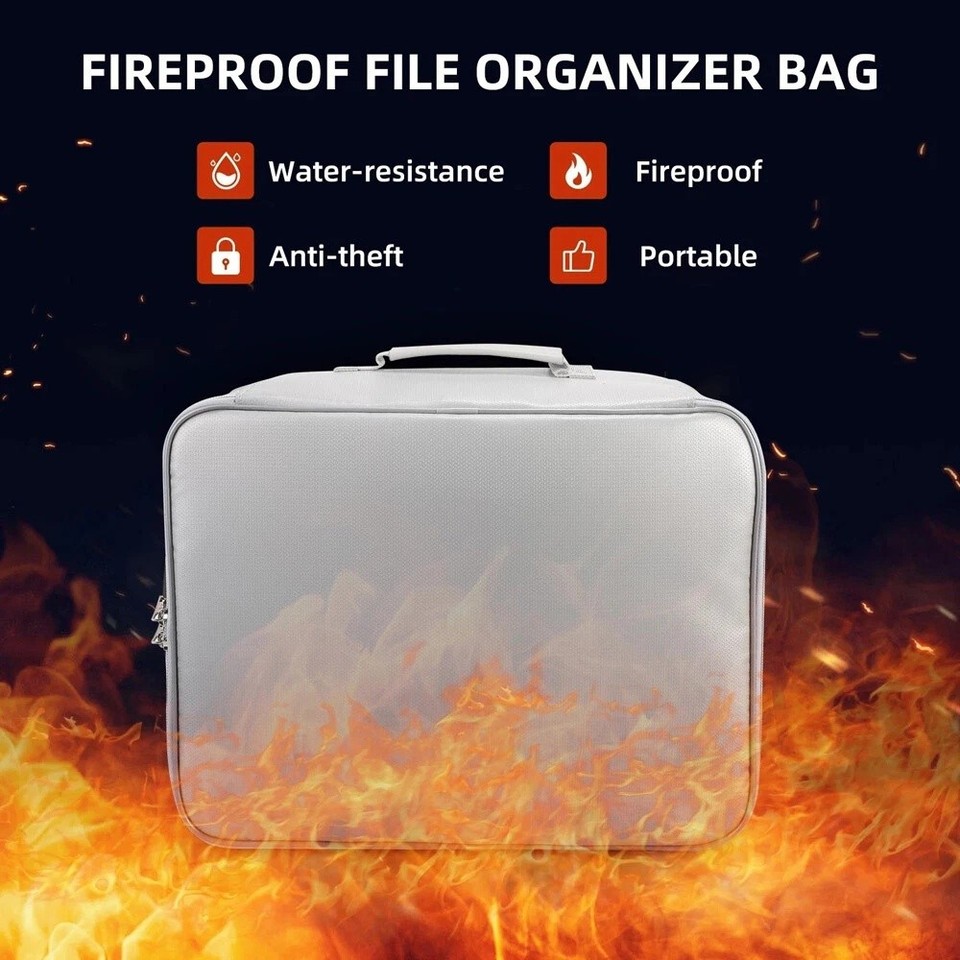 Fire Proof Waterproof Document Box with Lock File Storage Organizer Box ...