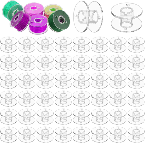 60 Pack Class 15 Clear Plastic Sewing Bobbins Compatible with Singer ...