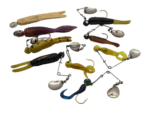 10-Assorted GRUB SPINNER BAITS Bass/Walleye Freshwater Fishing Baits ...