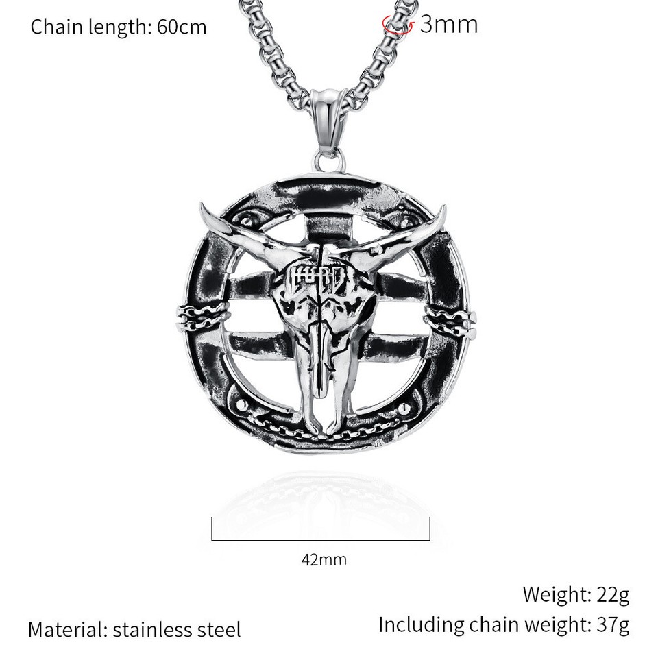 Men Leviathan Satanic Cross Necklace Stainless Steel Satan Goat Pendant ...