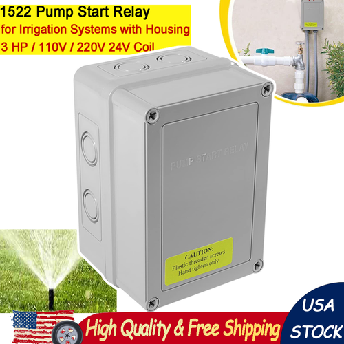 1522 Pump Start Relay Fit Irrigation Systems with Housing 3HP/110V/220V ...