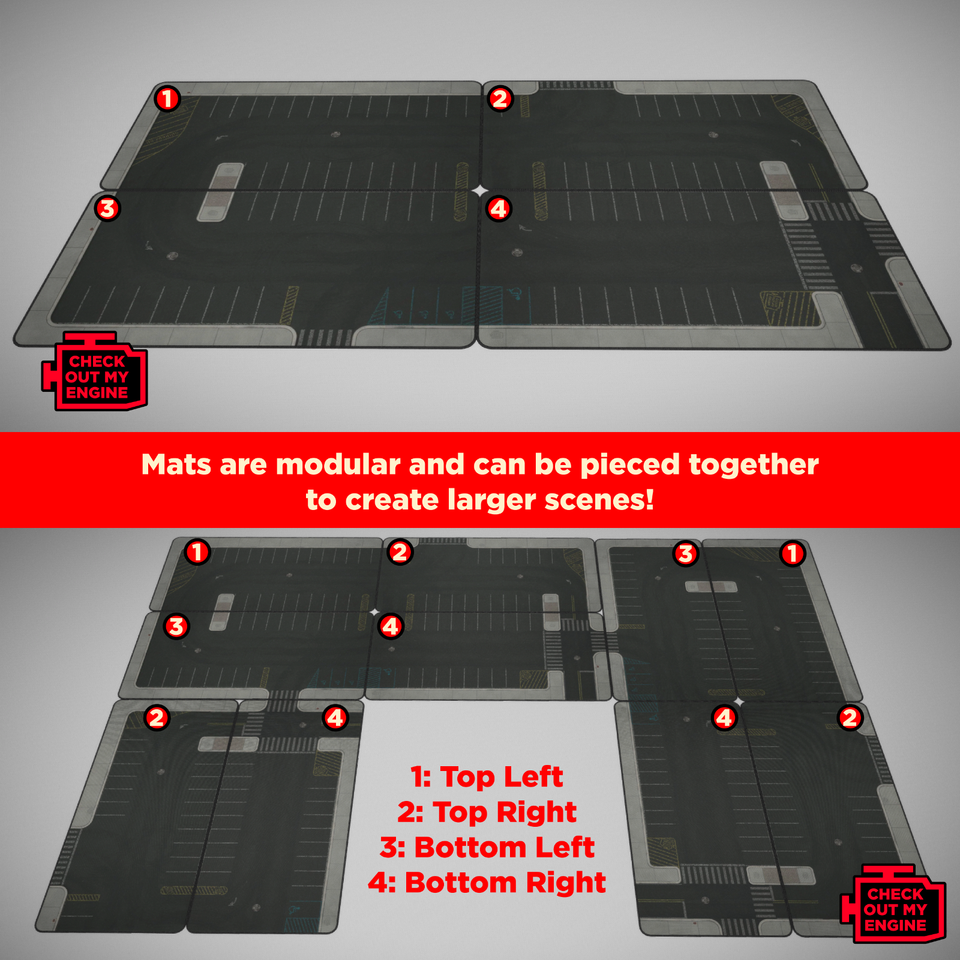 1:64 Diecast & Micro RC Parking Lot Mat – 16"x32" Modular Collector ...