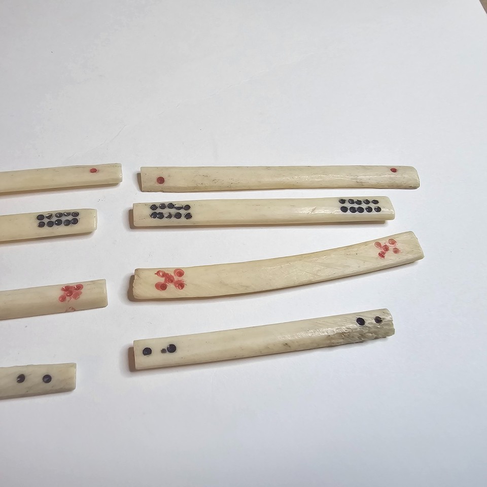 ~8~ c.1920-30s MAH-JONG BONE DOT COUNTING SCORING TALLY STICKS MA JONGG ...