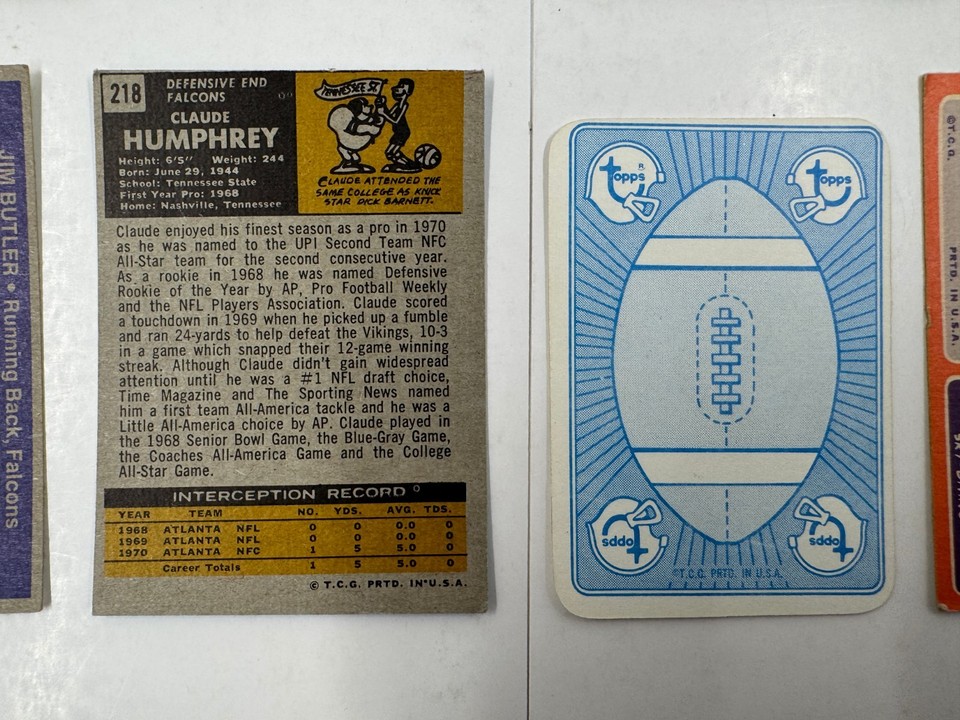 1970-1973 Atlanta Falcons 12 Card Lot Bob Berry Jim Butler Mitchell ...