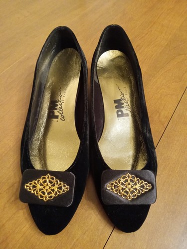 PM Shoes Collection By 925 Womens 7.5M Black Velvet Heels Evening | eBay