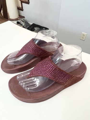 Ladies FitFlop Rokkit FlipFlop Sandal Shoe Java Brown Purple Jewels US ...