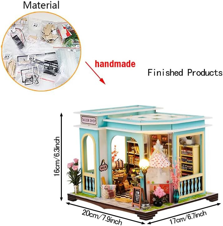 Mini Tailor Shop 3D Dollhouse Kit DIY Assembled Model with Dust Cover ...