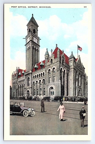 Postcard Post Office Detroit Michigan MI Old Cars | eBay