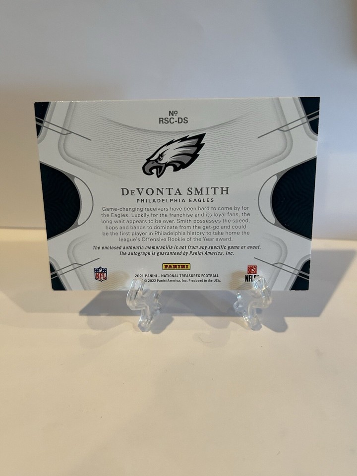 2021 Panini National Treasures #RSC-DS Devonta Smith RC Patch Auto RPA ...
