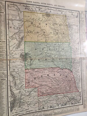 (-52) 1898 Map of Minnesota &South/South Dakota, Great for Framing ...