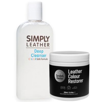 WHITE Leather Cleaner & Colour Restorer Restoration Kit for Shoes Chair ...