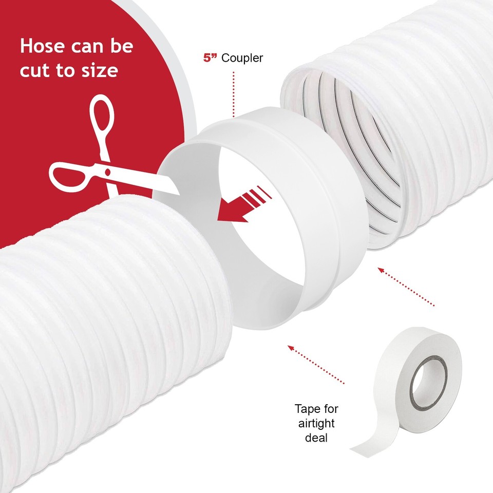 Air Conditioning Vent Hose Pipe Conditioner PVC Duct 5" Extension ...