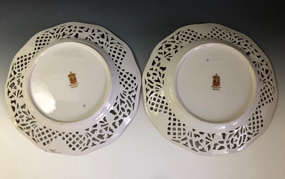 Set Of 2 Vintage Schumann Germany Porcelain Plates Reticulated Various ...