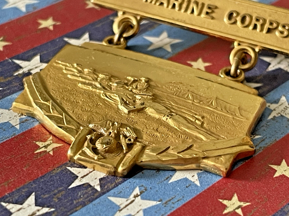 RARE VINTAGE USMC INTER DIVISION 10K GOLD RIFLE SHOOTING EIC ...