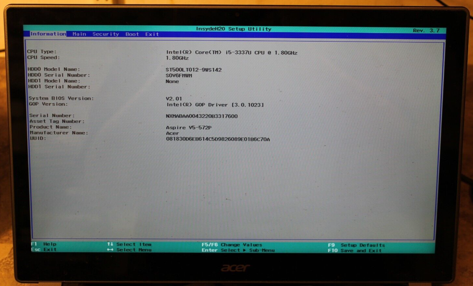 Acer Aspire V5-573P Used 500GB HDD Windows 10 4GB Ram i5-3337U@2.70GHz ...