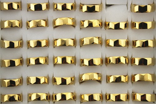 Bulk Lots 32pcs Mens Cool Ring Gold P Stainless Steel Fashion Rings ...