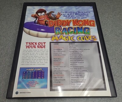 Diddy Kong Racing Magic Codes Nintendo Video Game 1998 Print Ad Framed ...