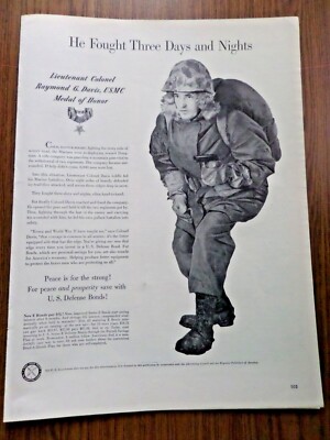 1953 Lieutenant Colonel Raymond G Davis USMC Medal of Honor Ad | eBay