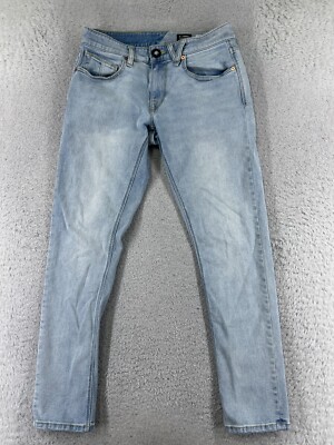 Volcom Jeans Mens 28 Blue Denim 2X Vorta Slim Tapered Leg Cotton 27x28 ...