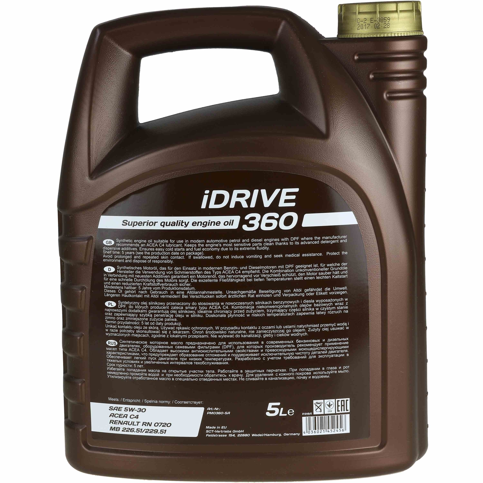 9L PEMCO iDRIVE 360 5W-30 Motoröl ACEA C4 MB 226.51/229.51 RN 0720 inkl ...