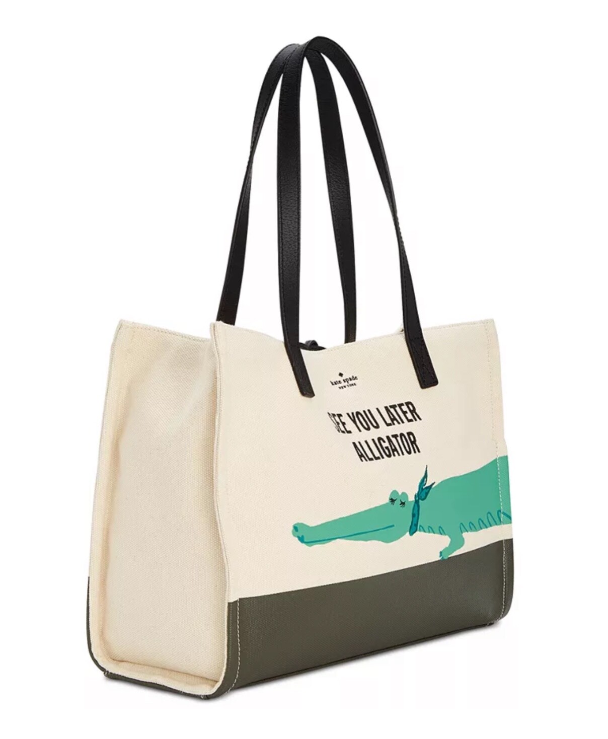 KATE SPADE SWAMPED ALLIGATOR CROCODILE MEGA CANVAS TOTE 2+ DISCOUNT | eBay