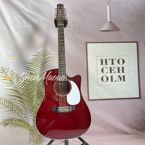 12 String Takamine Red Solid Spruce Acoustic Electric Guitar Chrome ...