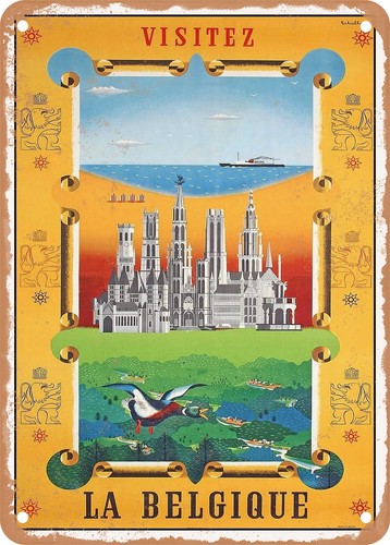 METAL SIGN - 1955 Visit Belgium Vintage Ad | eBay