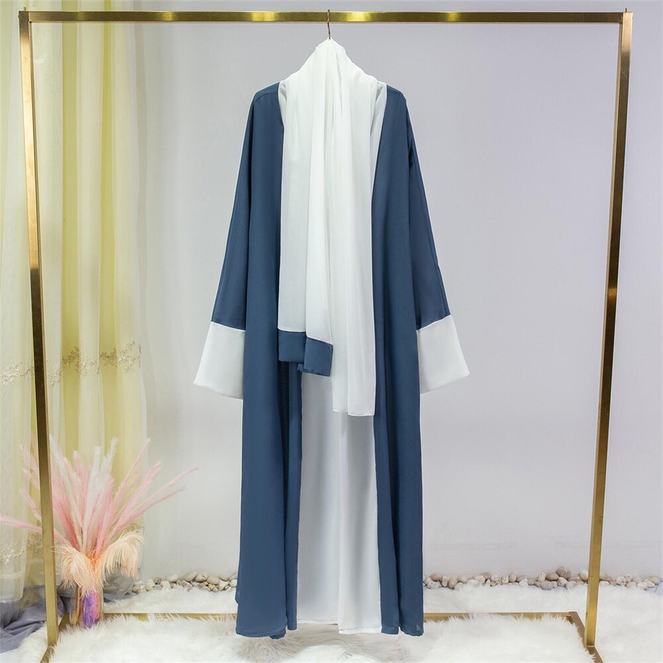 Women Muslim Open Cardigan Abaya Islamic Long Robes Dubai Ramadan Gown ...