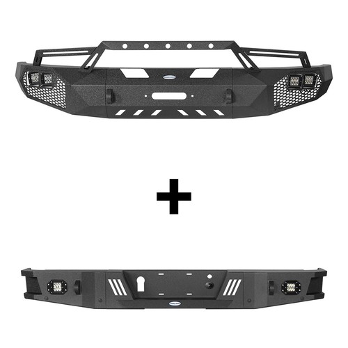 ASSEMBLY FRONT BUMPER + REAR STEP BUMPER BARS COMBO W/ LED LIGHT FOR 09 ...