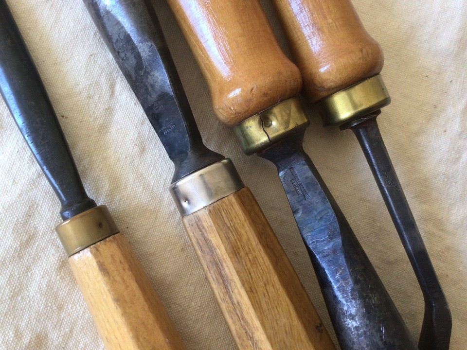 Four Vintage Wood Carving Gouges Hand Tools | eBay