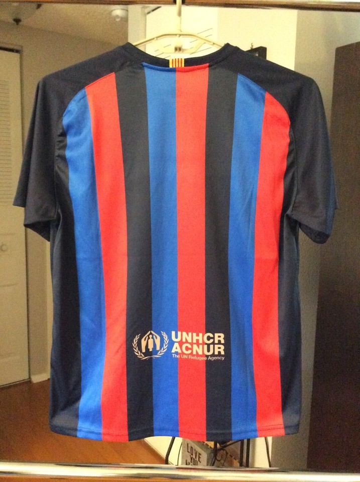 FCB Barcelona Red Blue Striped Polyester Jersey Adult Extra Large XL | eBay