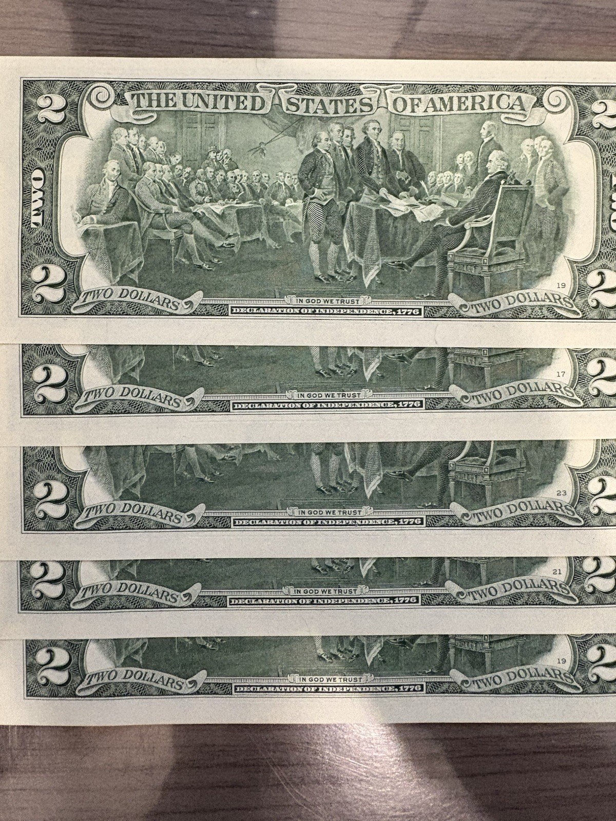 SET OF 5 LUCKY Two Dollar Bills Uncirculated Consecutive $2 Bills New ...