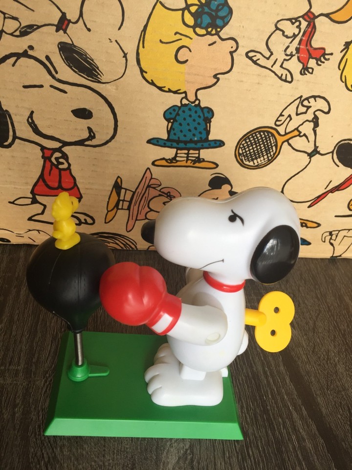 Vintage Peanuts Snoopy & Woodstuck The Champ Plastic Wind-up Aviva Toys ...