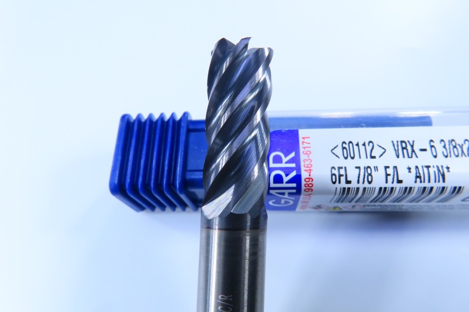 LOT ( 2 PCS ) NEW 3/8" GARR VRX 6 FLUTE 60112 SOLID CARBIDE RADIUS END ...