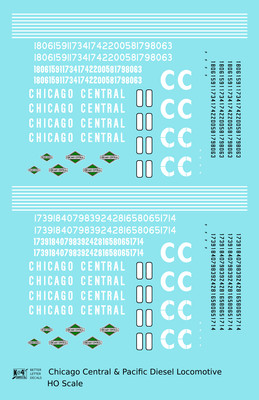 K4 HO Scale Decals Chicago Central and Pacific Diesel Locomotive White ...