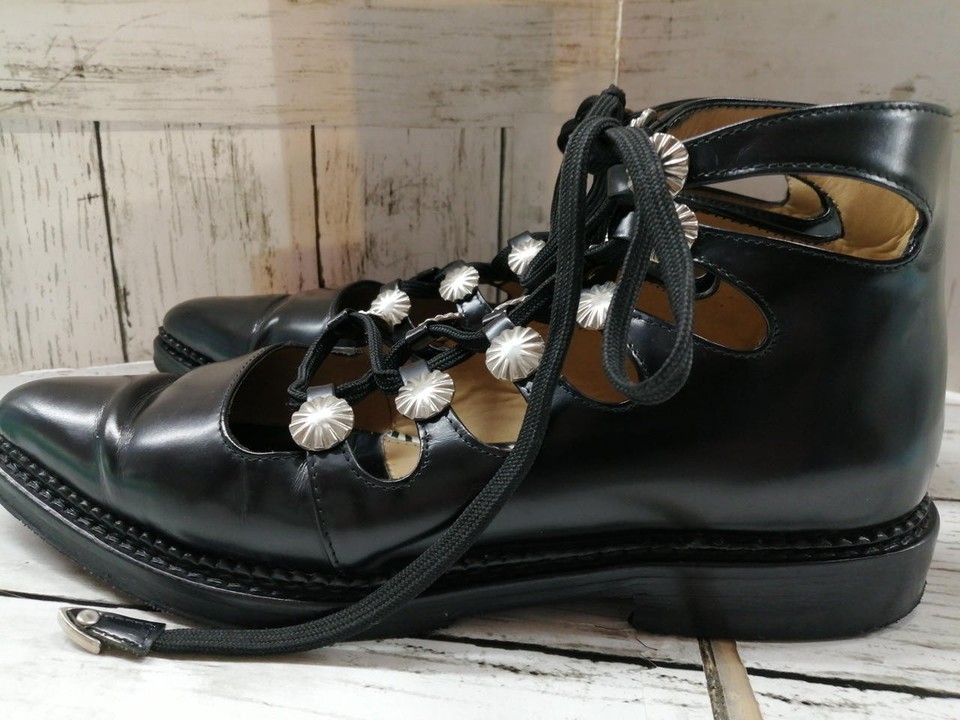 TOGA PULLA Black Leather Wrinkle Lace-Up Shoes | eBay