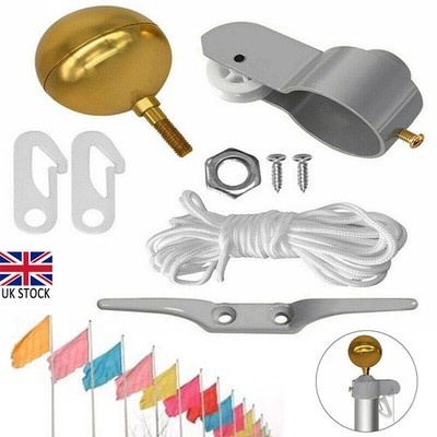 Flag Pole Repair 2'' Truck Pulley Ball Cleat Clip Halyard Ties Attach ...