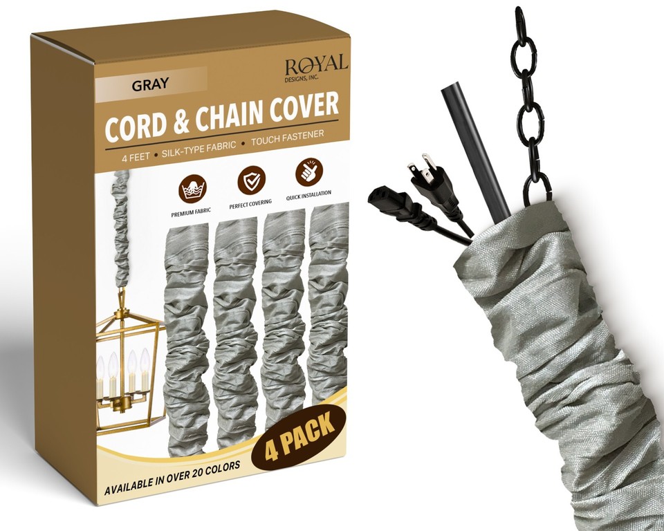 Royal Designs, Inc. Decorative Fabric Cord Cover Chandelier Chain Cover ...