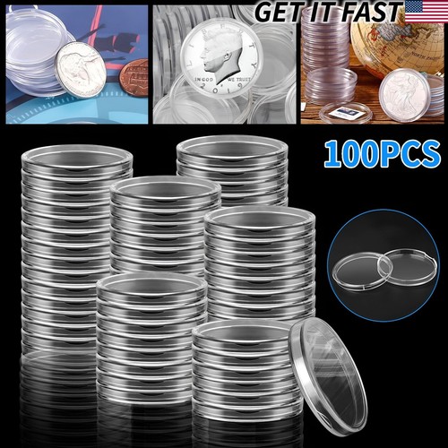 100X Coin Capsules Holder Storage Display Case 30mm Clear for ...