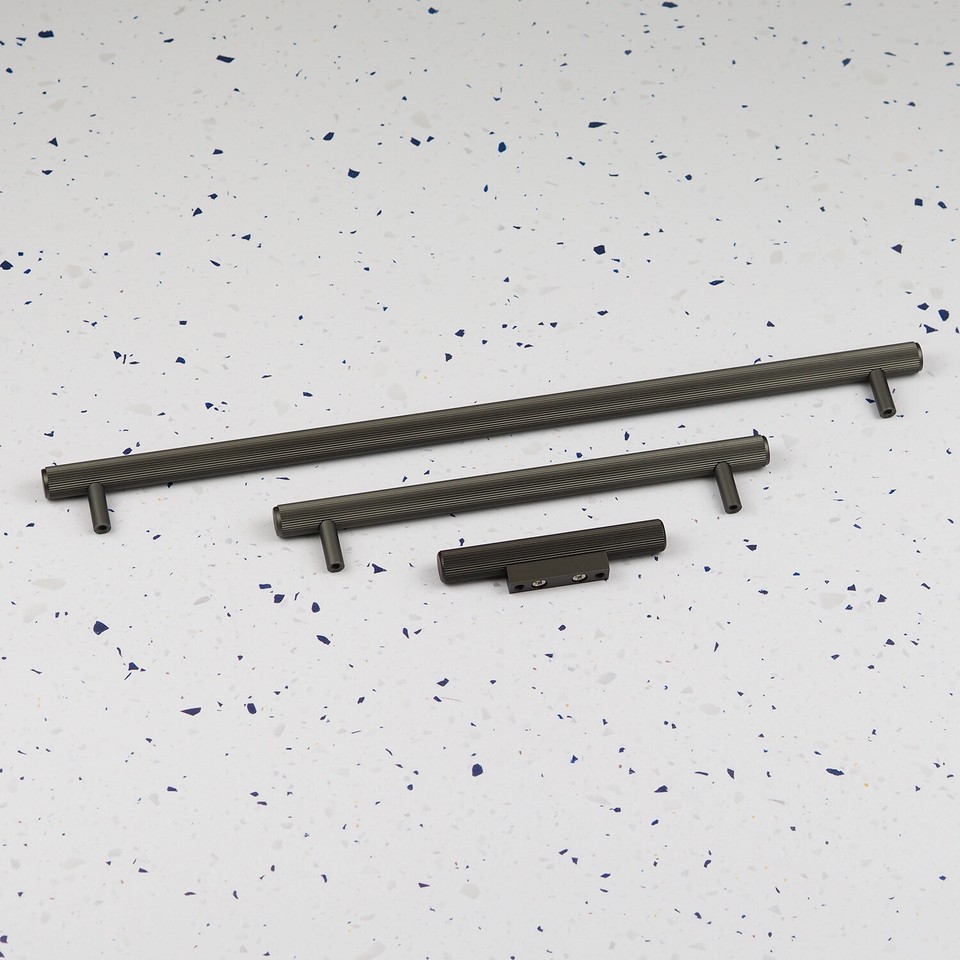 Dark Grey Kitchen Handles Reeded Knurled Grooved Cupboard Drawer Door ...